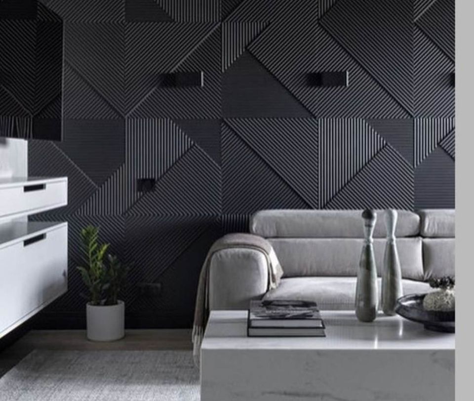 3D Geometric Triangle Black PVC Panels (Set of 10) 27 sq.ft) — Diydekor