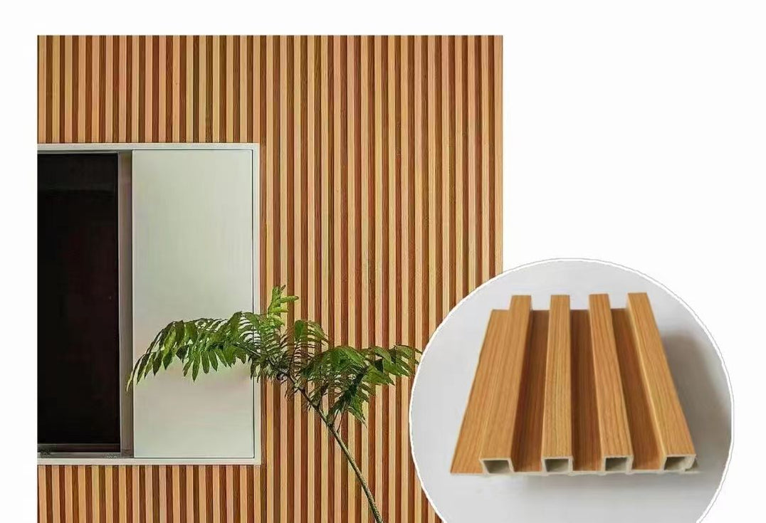 WPC Fluted Pannels, Golden Oak color, 8 feet long * 6.5inch — Diydekor